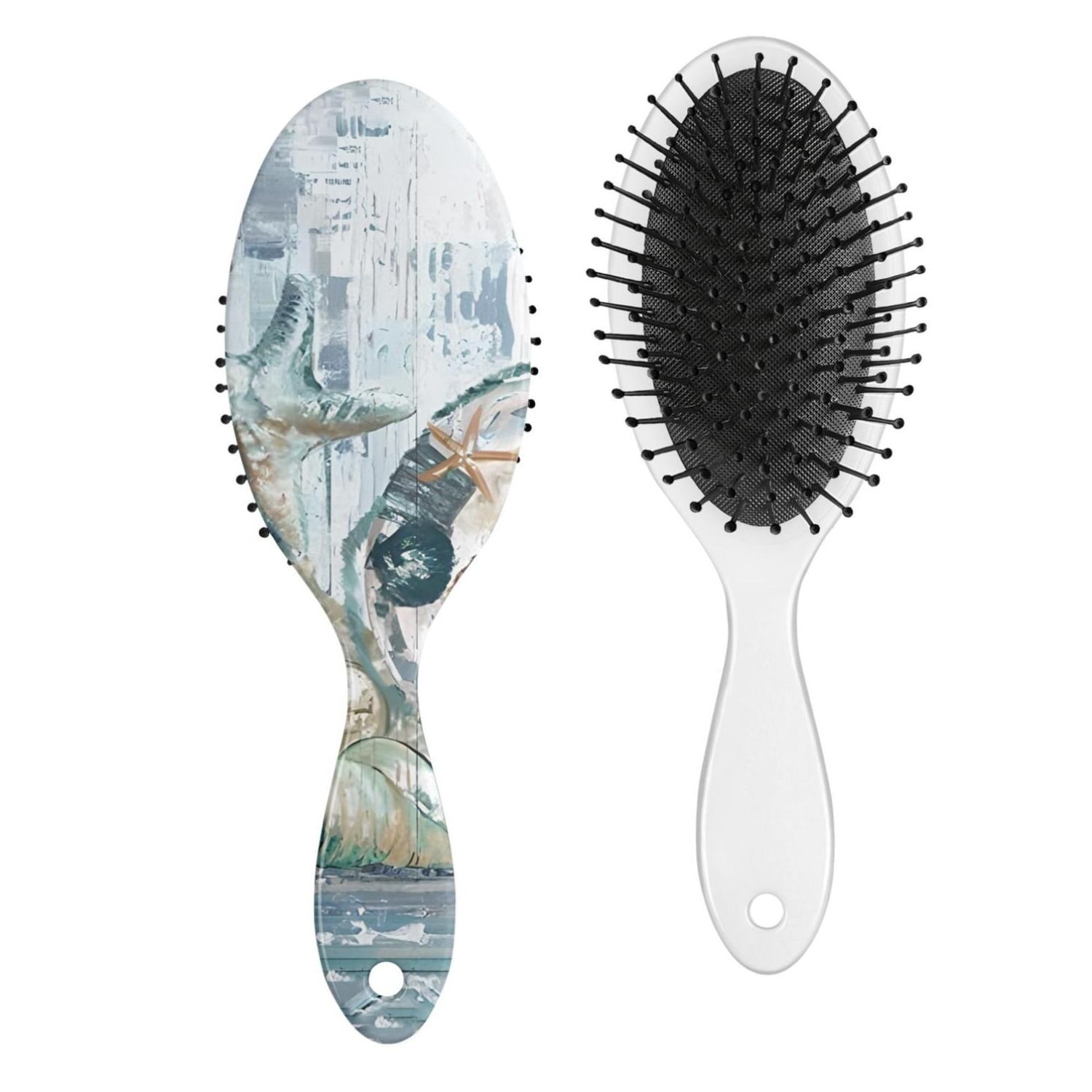Nautical Hair Brush with Cute Seashell and Coral Design, Tropical ...