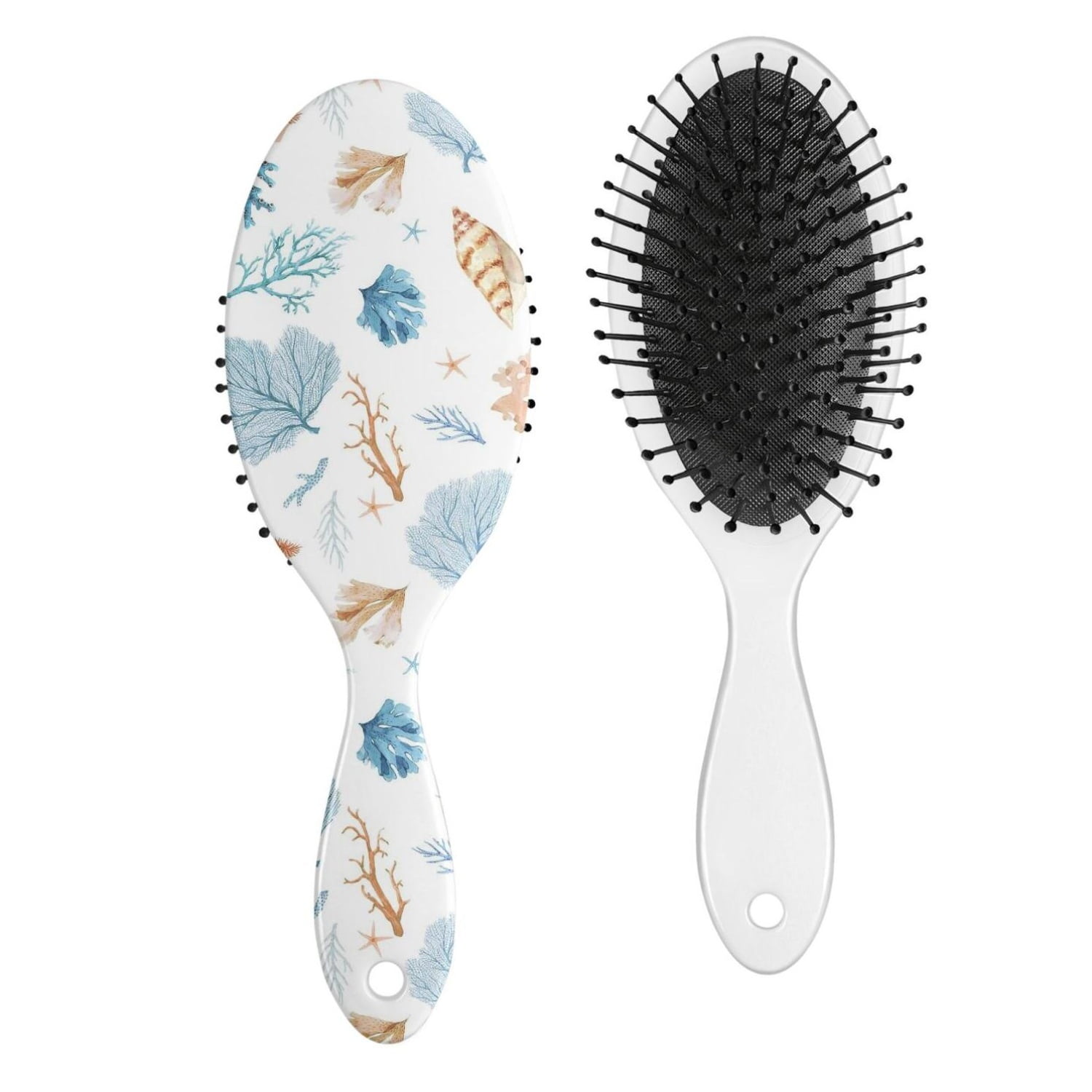 Nautical Hair Brush with Cute Seashell and Coral Design, Tropical ...