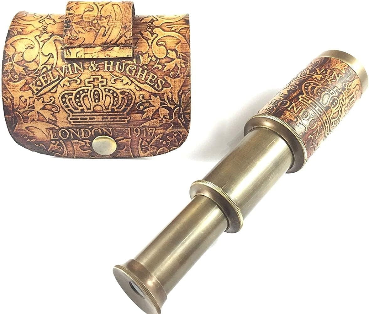 Nautical Handheld Pirate Brass Telescope with Box / Case ,Sailor Home ...