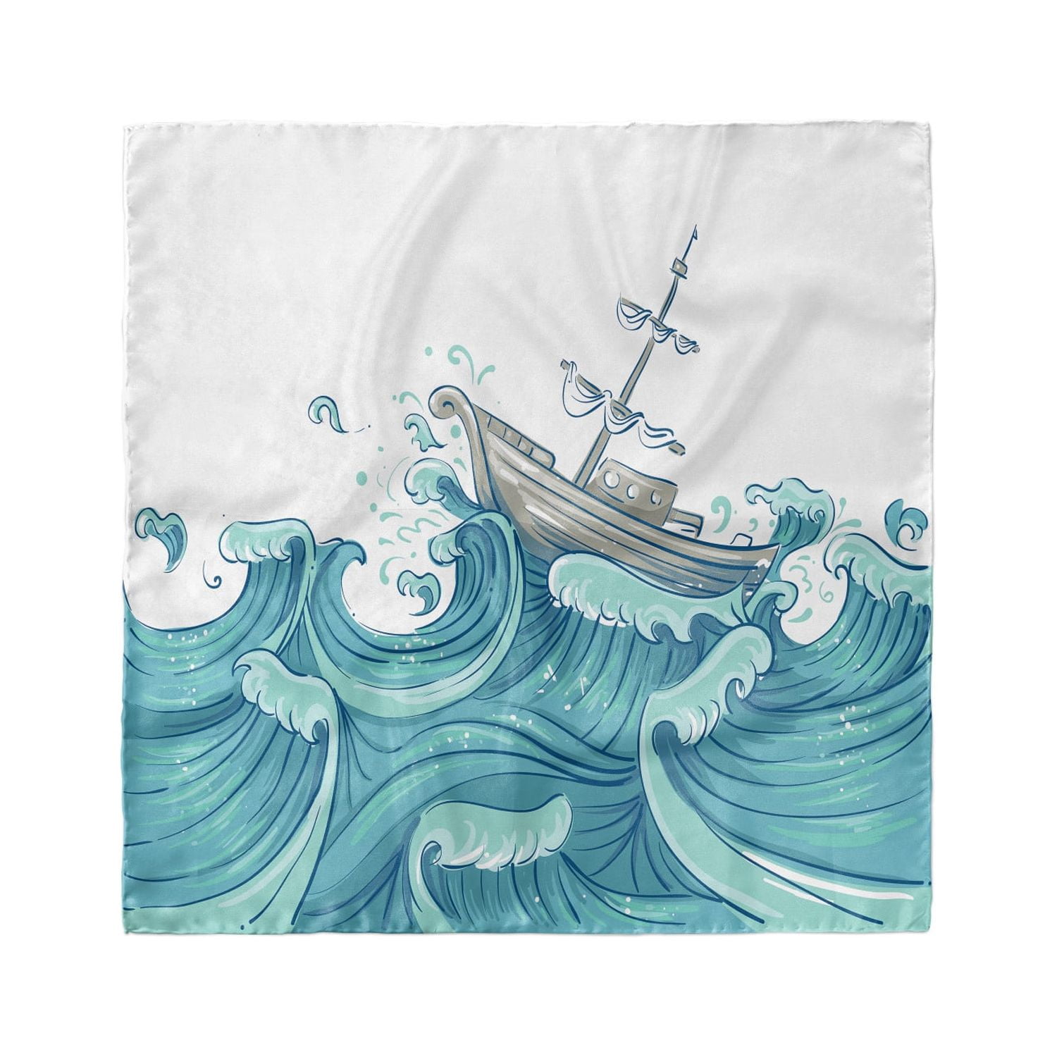 Nautical Head Scarf, Ship and Ocean Waves, Head Wrap, 3 Sizes, by ...