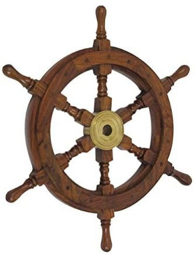 Nautical Heritage Unveiled: 18-Inch Natural Wood Ship Wheel - Walmart.com