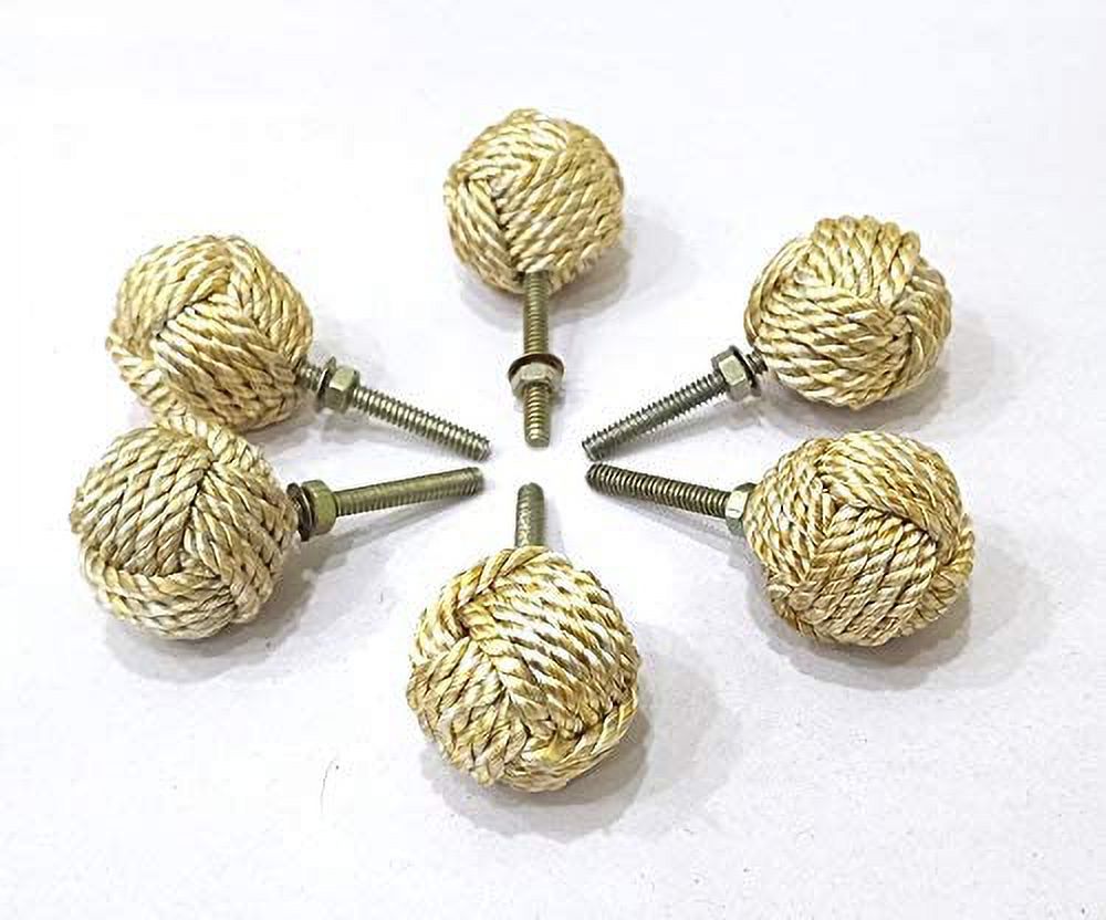 Nautical Jute Rope Door Knobs/Rope Knot Drawer Pulls and Knobs Set Of 6 ...