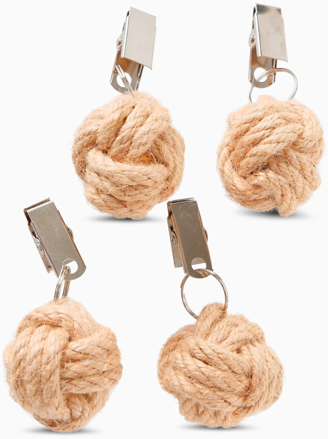Nautical Knot Table Cloth Weights, Set of 4, Jute, Monkey Fist Tied ...