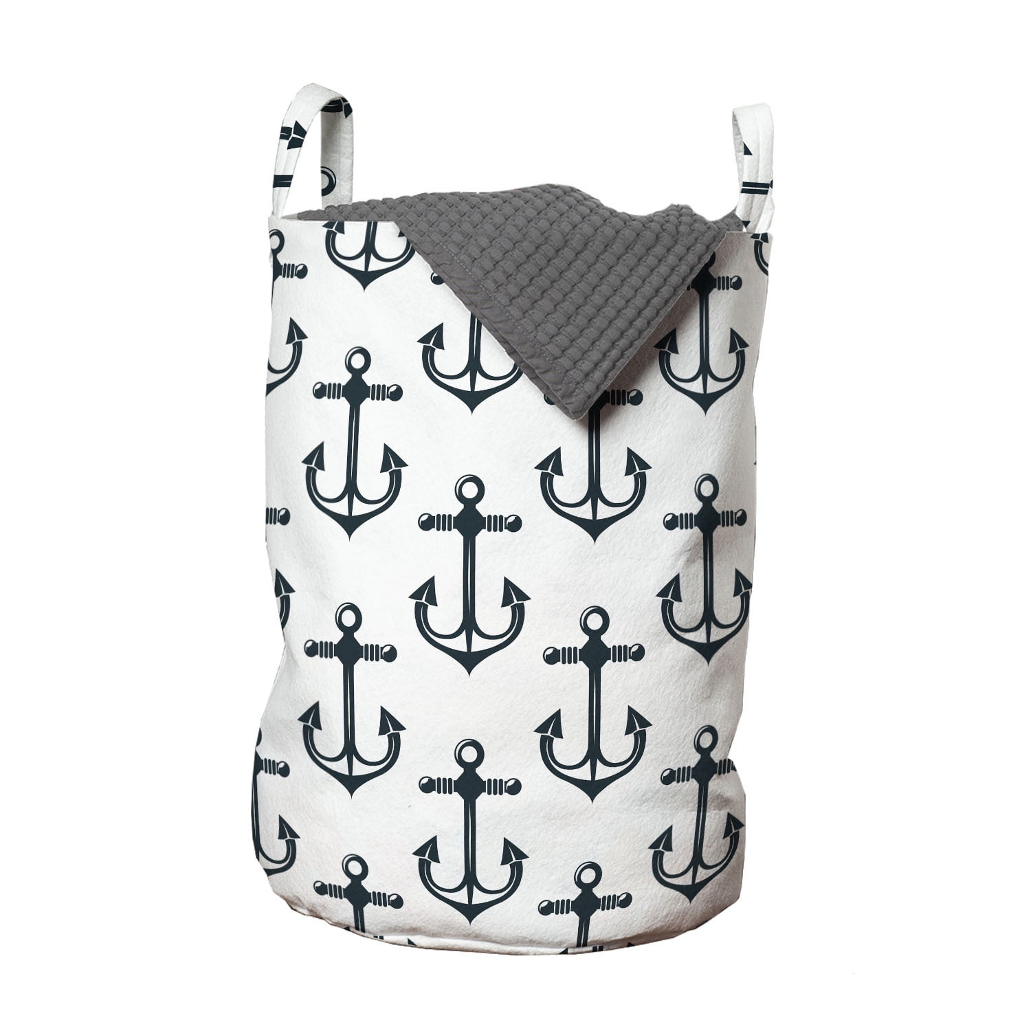 Nautical Laundry Bag, Marine Themed Oceanic Sailing Element Travel Ship ...
