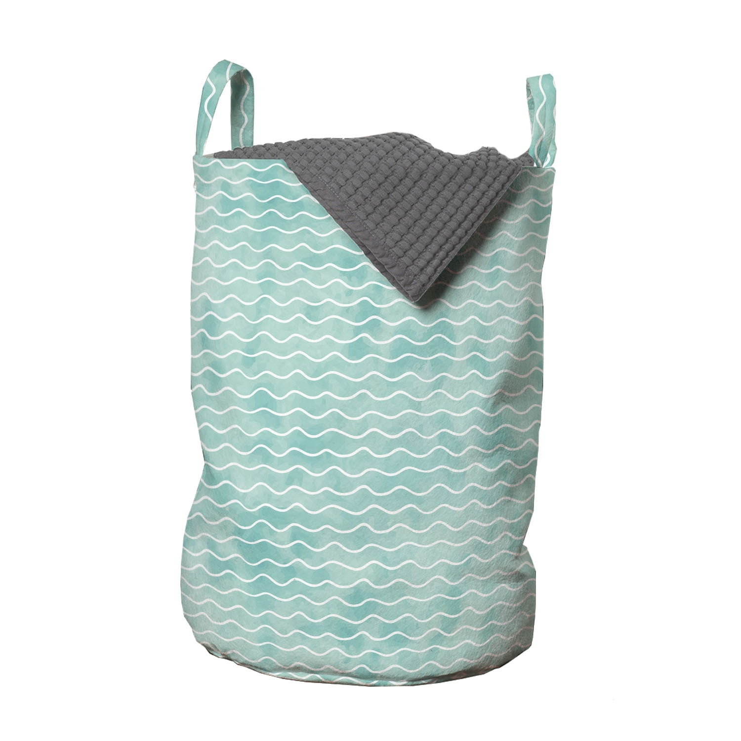 Nautical Laundry Bag, Soft Pastel Colored Ocean Sea Waves Pattern ...