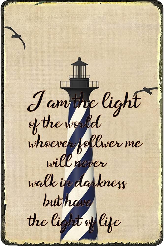 Nautical Lighthouse Bible Verses Fun Tin Sign Beach Themed Bathroom ...