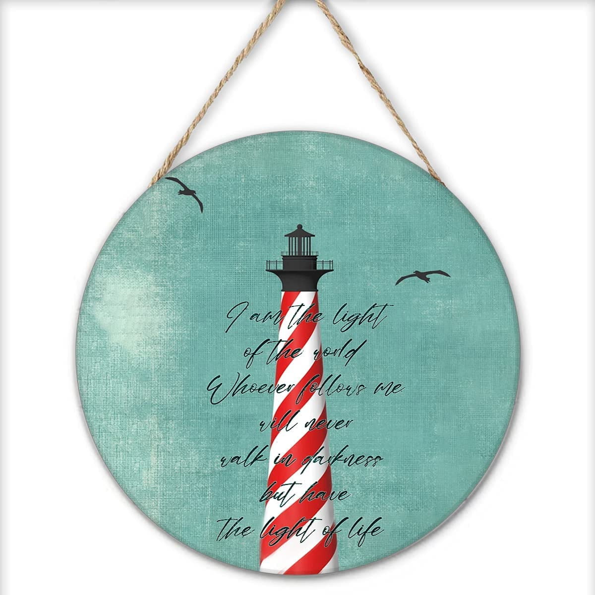 Nautical Lighthouse Bible Verses Round Wood Hanging Sign Beach Themed ...