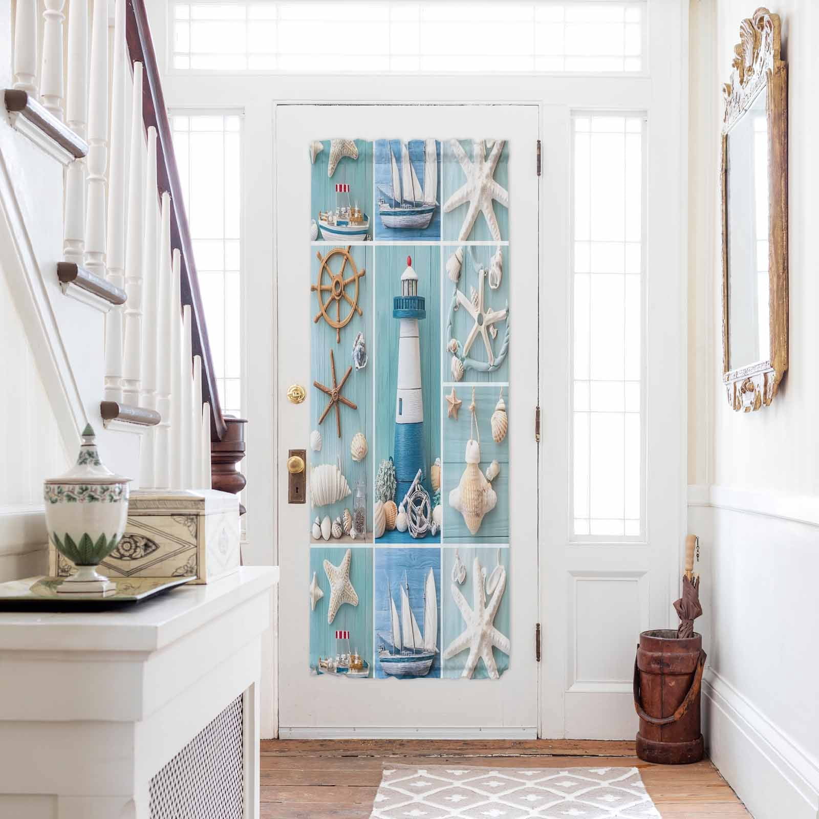 Nautical Lighthouse Door Curtains for Door Window, French Sidelight ...