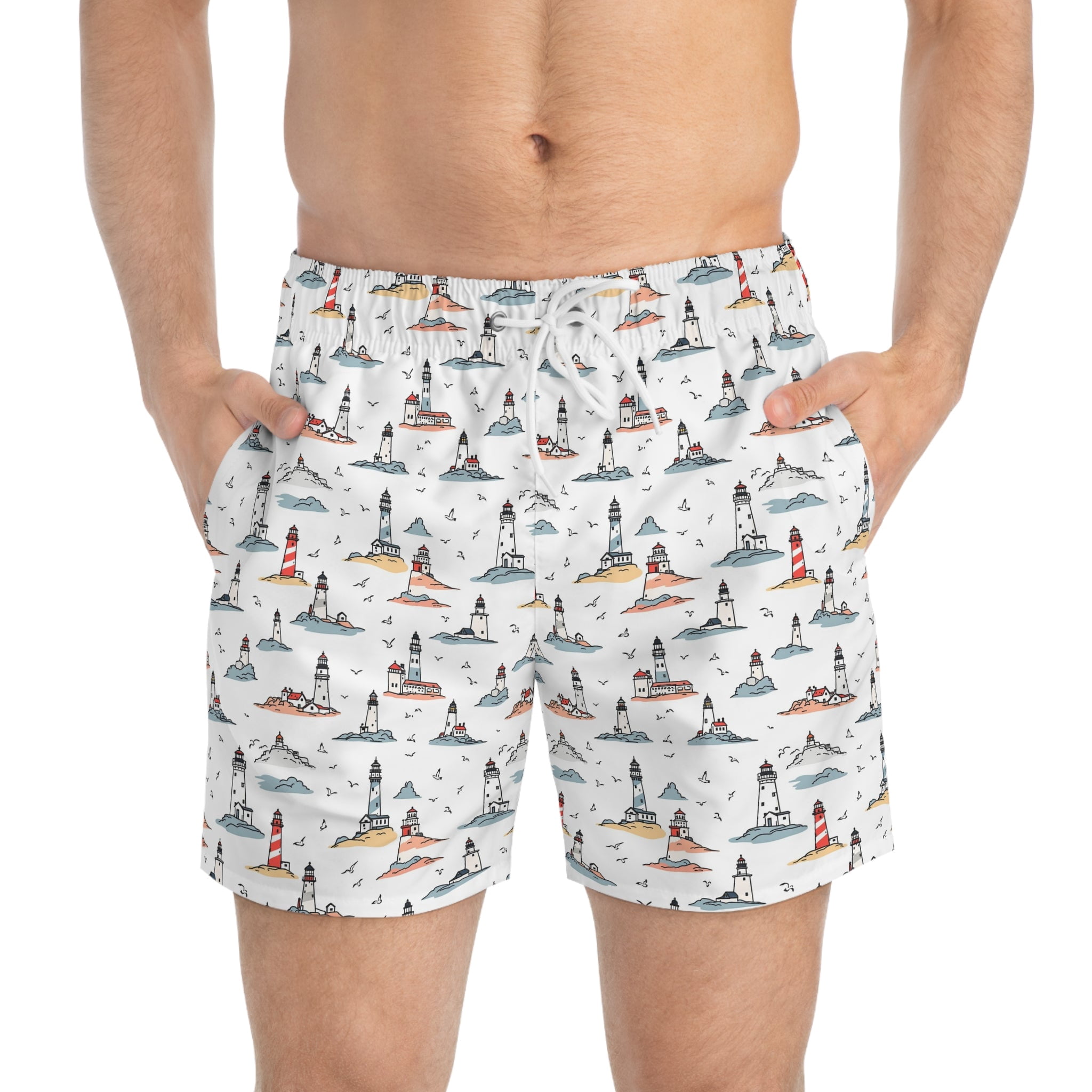 Nautical Lighthouse Swim Trunks for Summer Adventures - Walmart.com