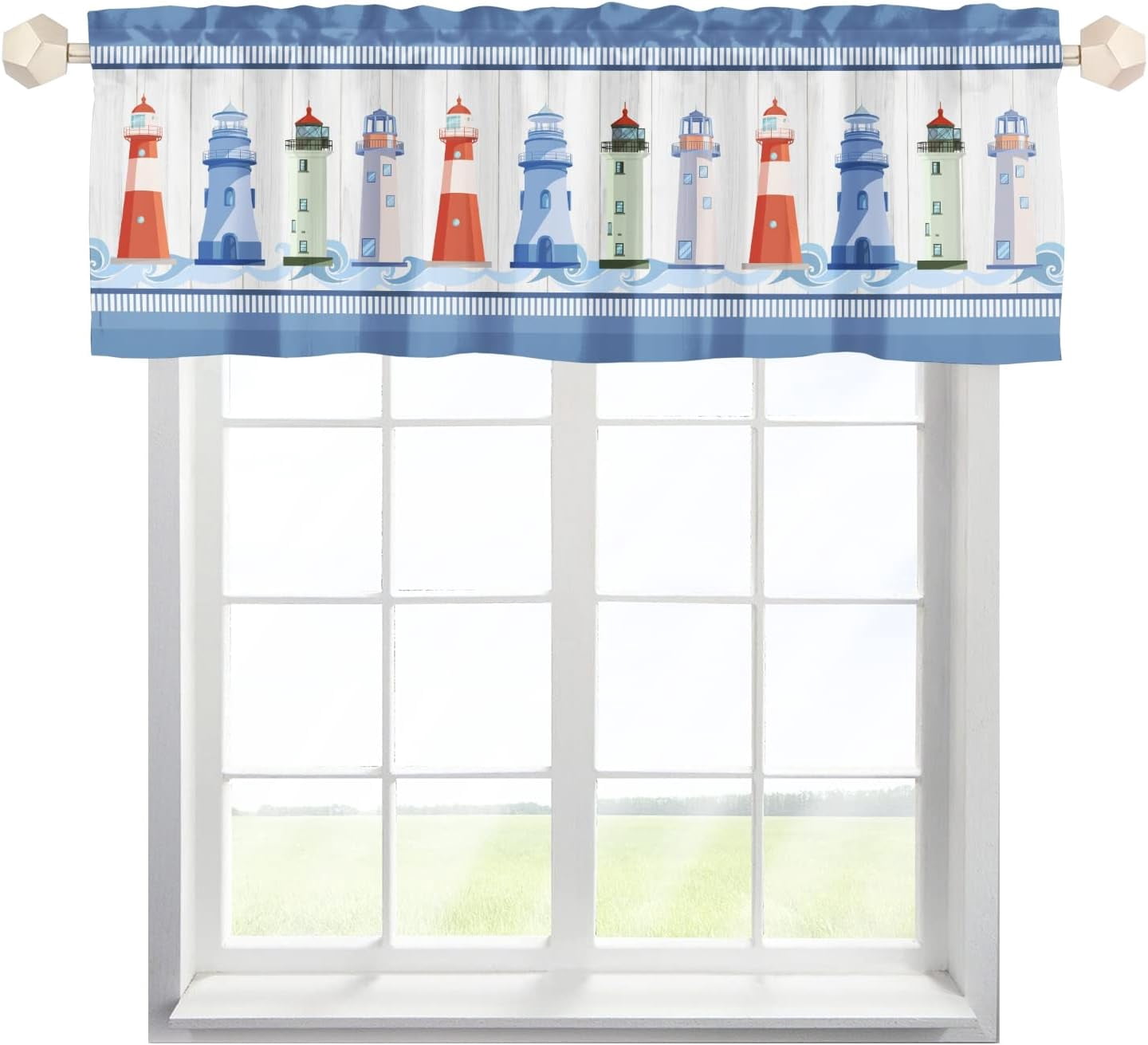 Nautical Lighthouse Valances Coastal Window Toppers Valances Rod Pocket ...