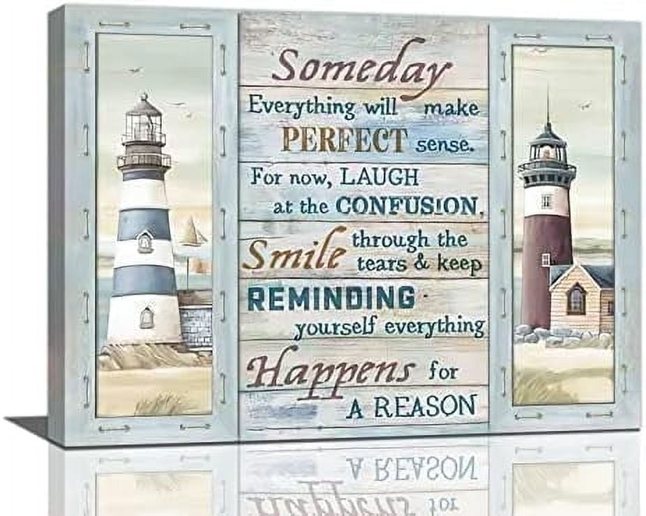 Nautical Lighthouse Wall Art Inspirational Quotes Wall Decor Coastal ...