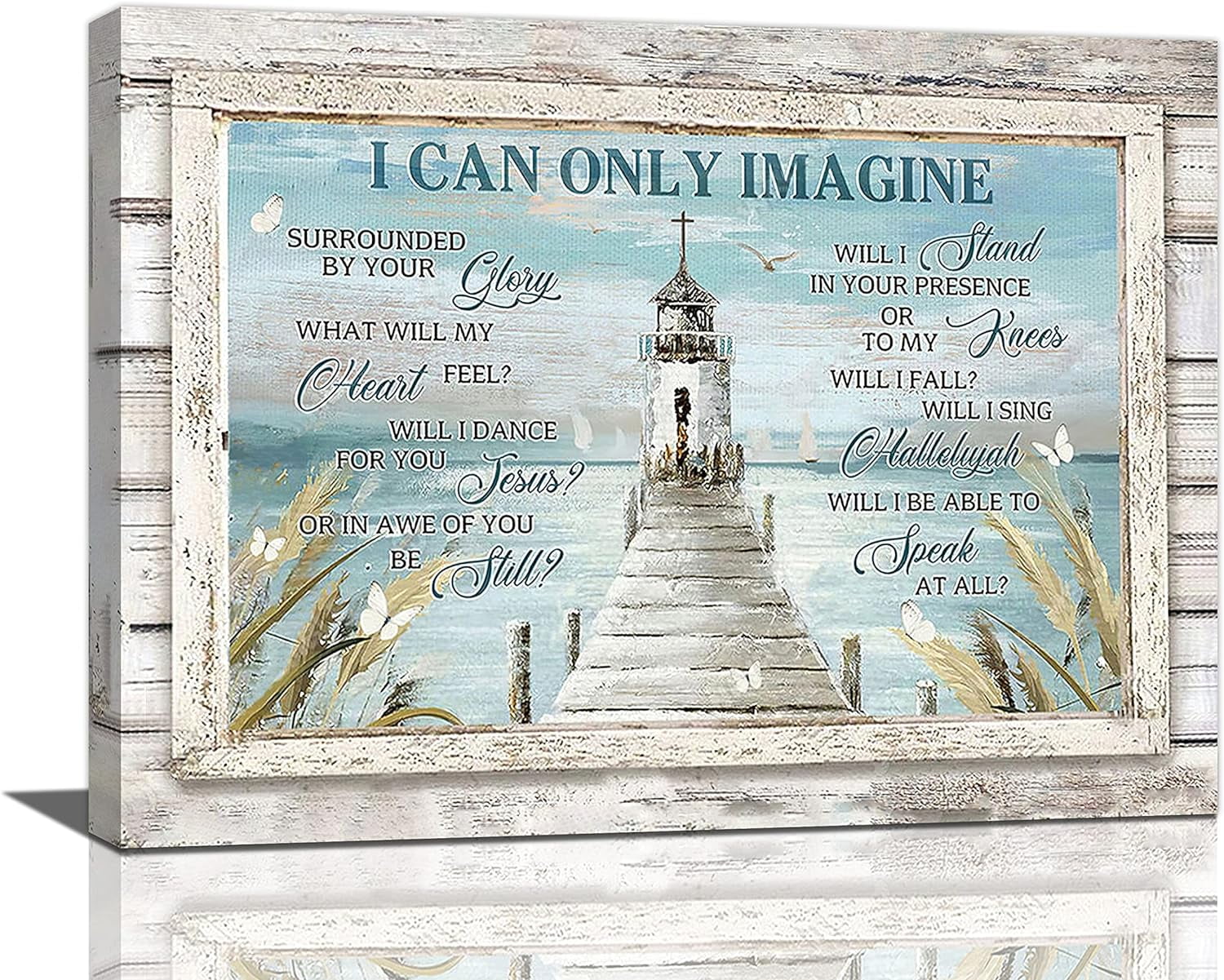 Nautical Lighthouse Wall Art Scripture Christian Cross Wall Decor I Can ...