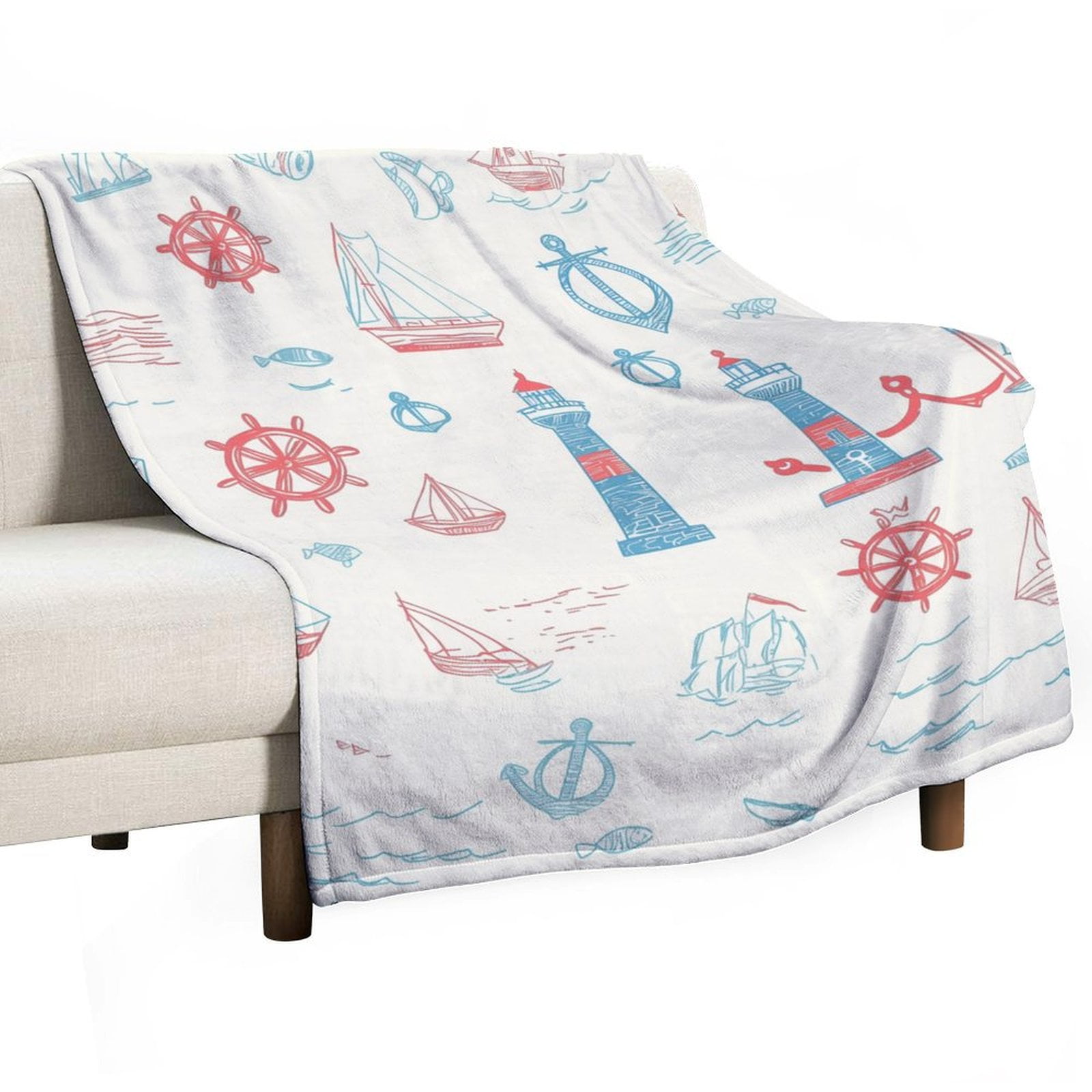 Nautical Lighthouses Ships Print Blanket Warm Throw Blanket Soft ...