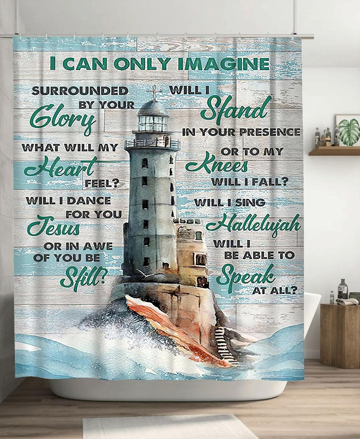 Nautical Ligthouse Shower Curtain for Christian Bible Verse Scriptures ...