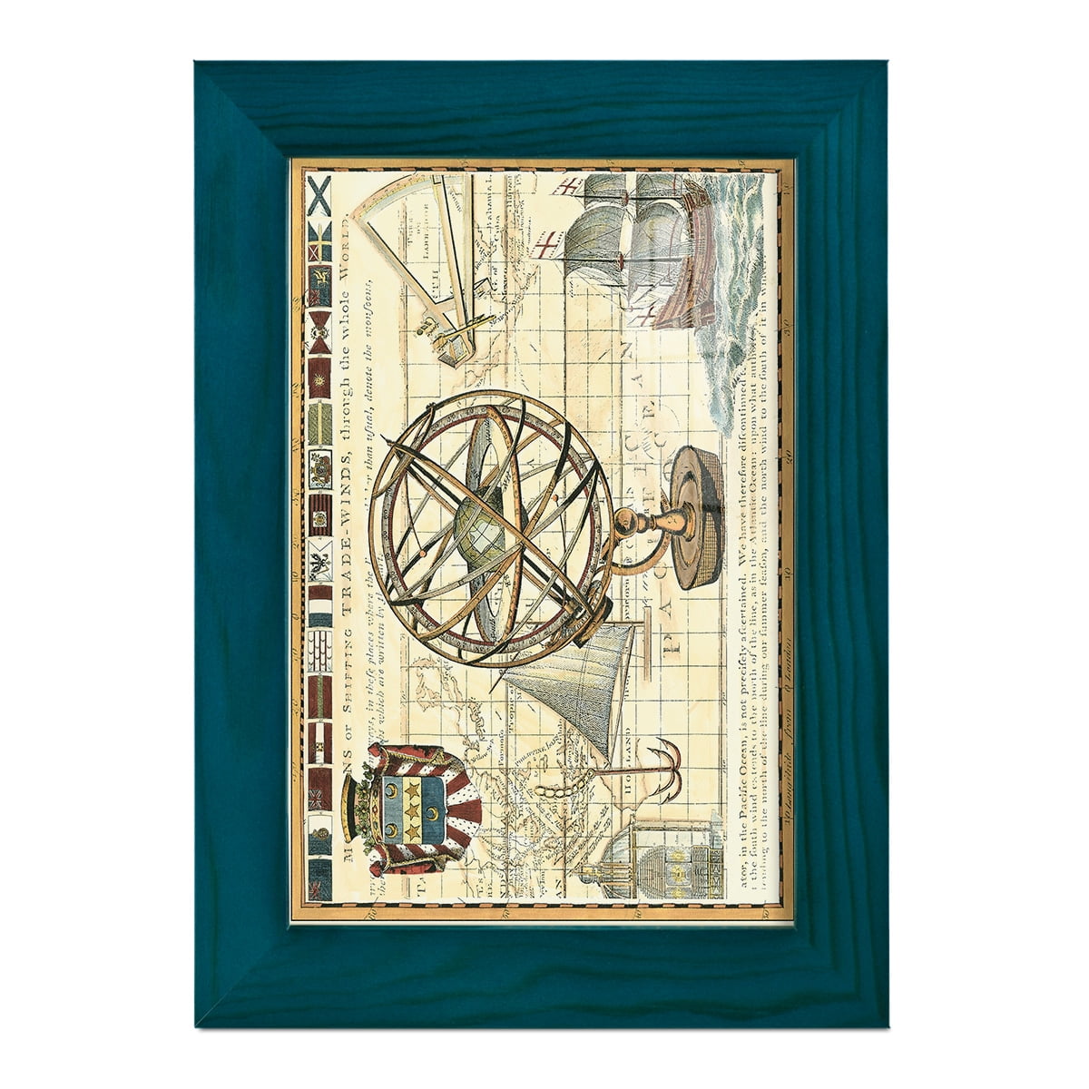 Wexford Home Nautical Map I Framed Print Ocean Blue Wood Glass Handmade to Order - Walmart.com
