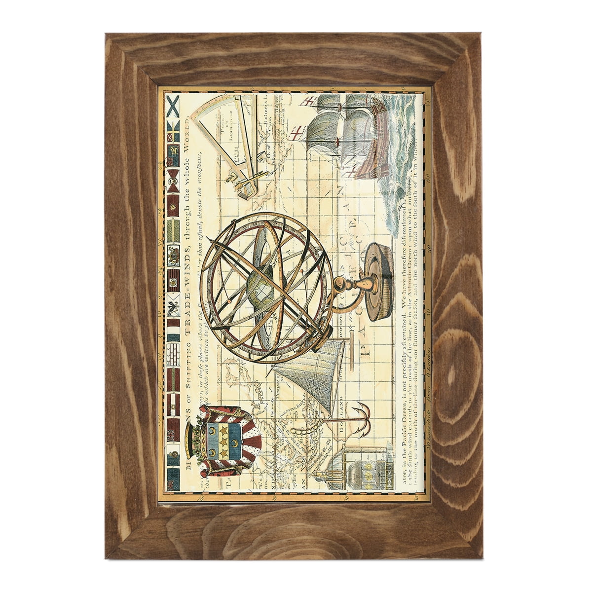 Nautical Map I -Framed Print w/glass-Walnut - Walmart.com