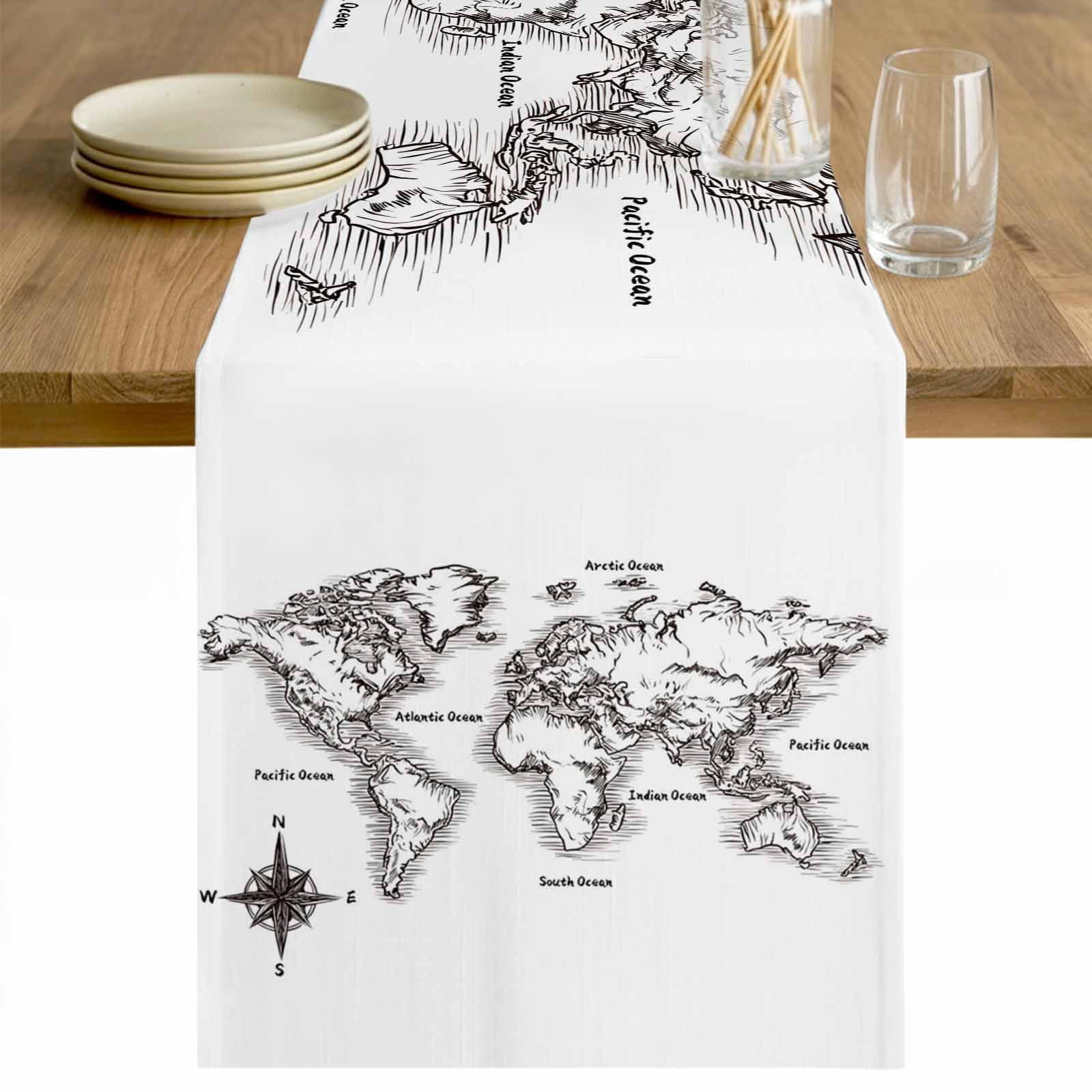 Nautical Map Table Runner 90 Inches Long Farmhouse Dress Scarves ...