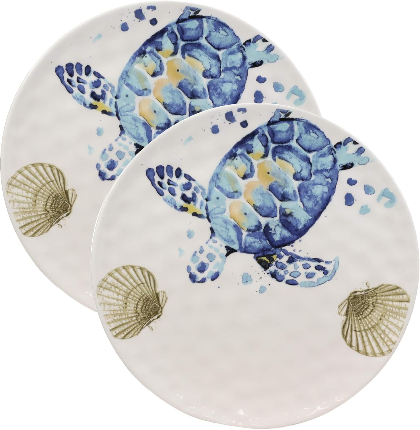 Nautical Marine Coastal Blue White Sea Turtle Ceramic Dinnerware For ...