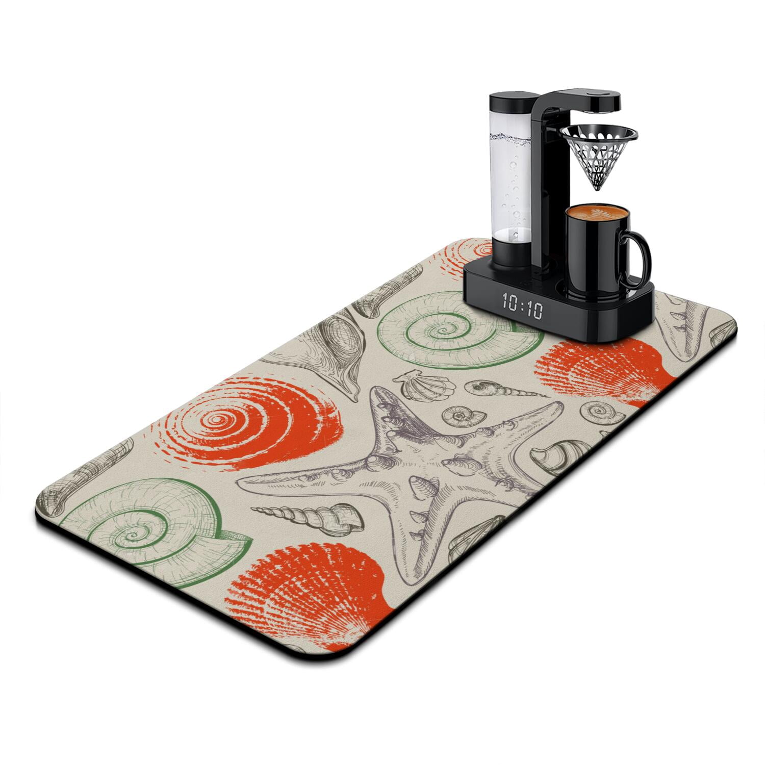 Nautical Marine Coffee Bar Mat with Ocean Vessel and Rudder Theme ...