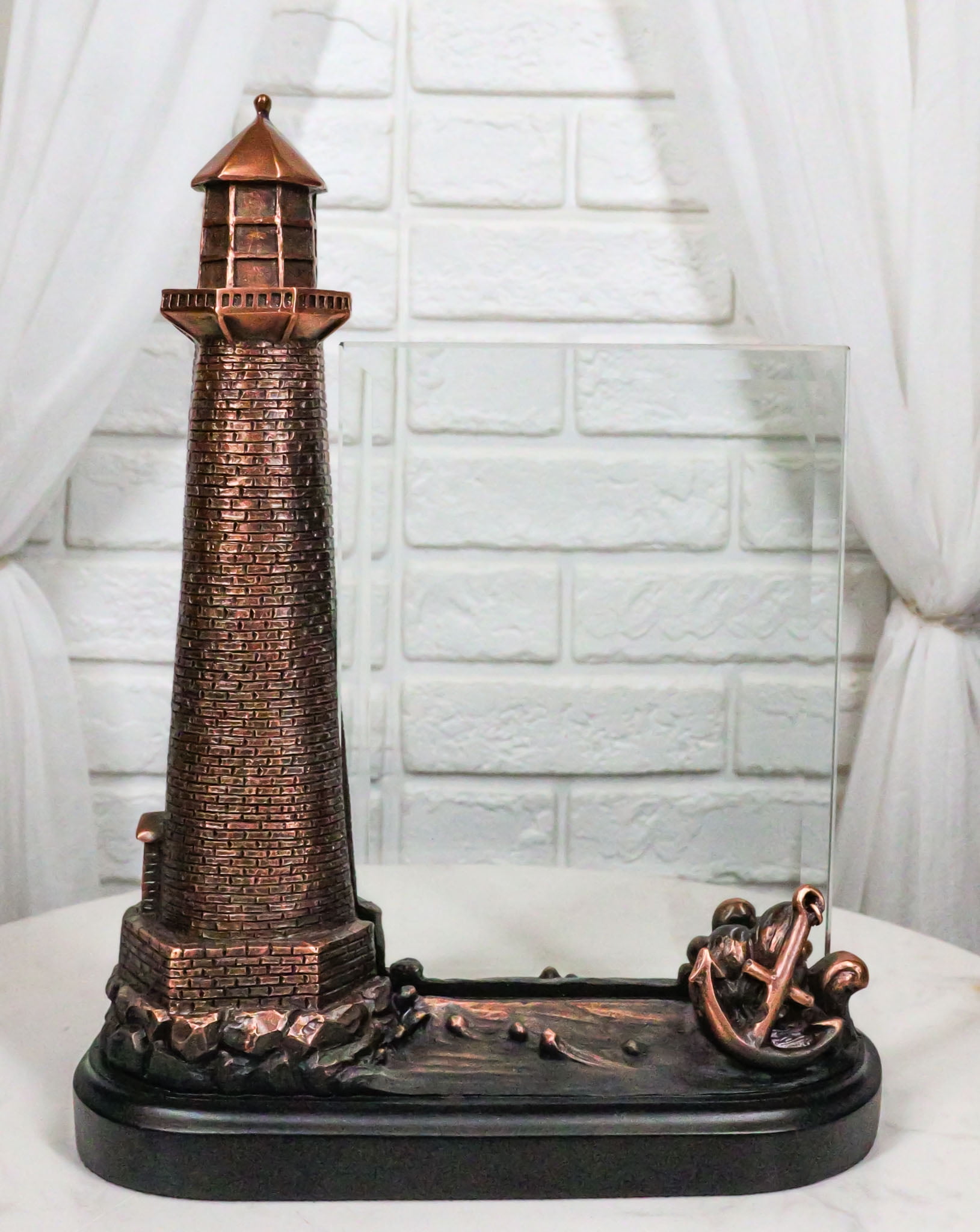 Nautical Marine Lighthouse And Ship Anchor Figurine With 5"X7 ...