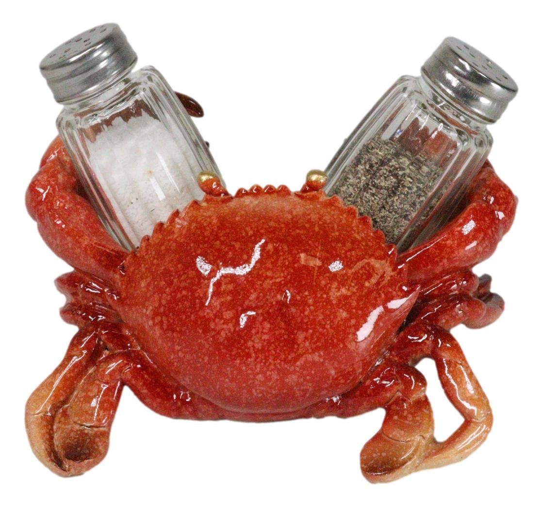 Nautical Marine Red Stone Crab Salt and Pepper Shakers Holder Figurine ...