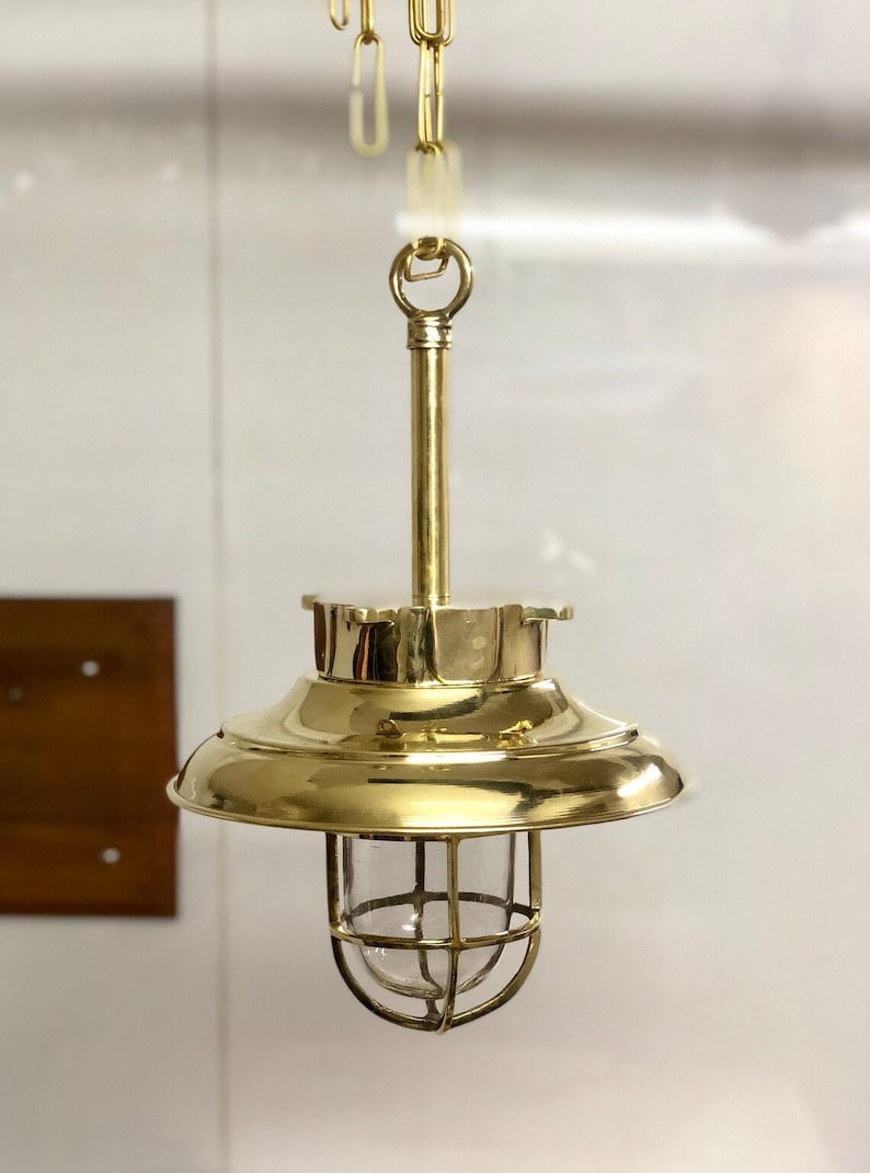 Nautical Marine Ship Brass Hanging Cargo Ship Pendant Light With Shade ...