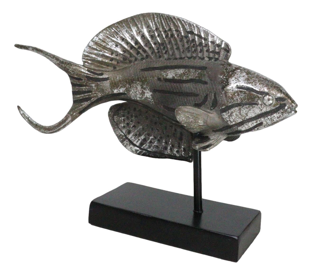 Nautical Marine Silver Tone Anthias Fish Sculpture With Museum Pole ...