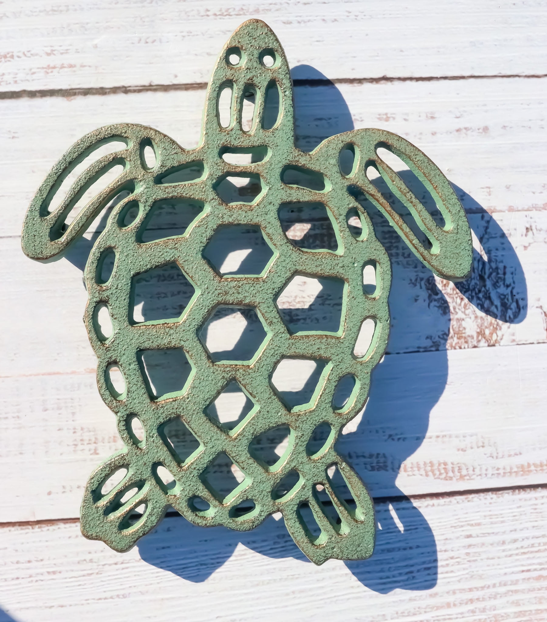 Nautical Marine Verdigris Giant Sea Turtle Rustic Cast Iron Wall Or ...