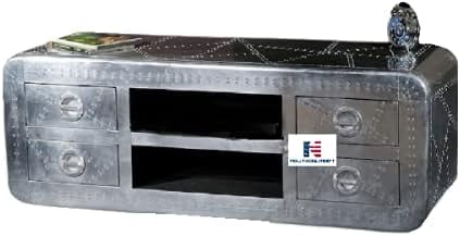 Nautical-Mart Aviator Aluminum TV Cabinet Solid Wood TV Stand Aviator ...