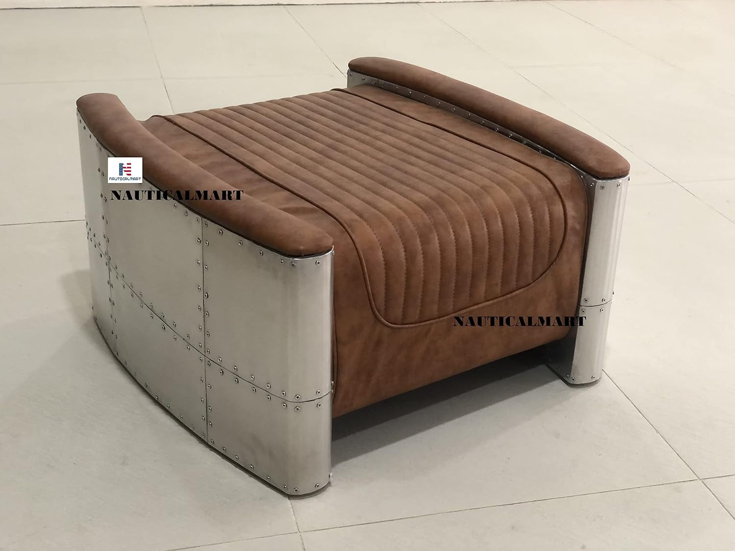 Nautical-Mart Aviator Ottoman Chair Mid Century Vintage Industrial Sofa ...