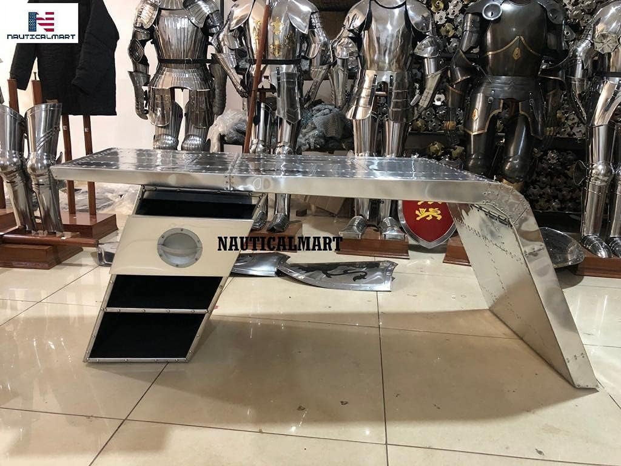 Nautical-Mart Aviator Wing Desk Aluminium Table Aviator Furniture (Left ...