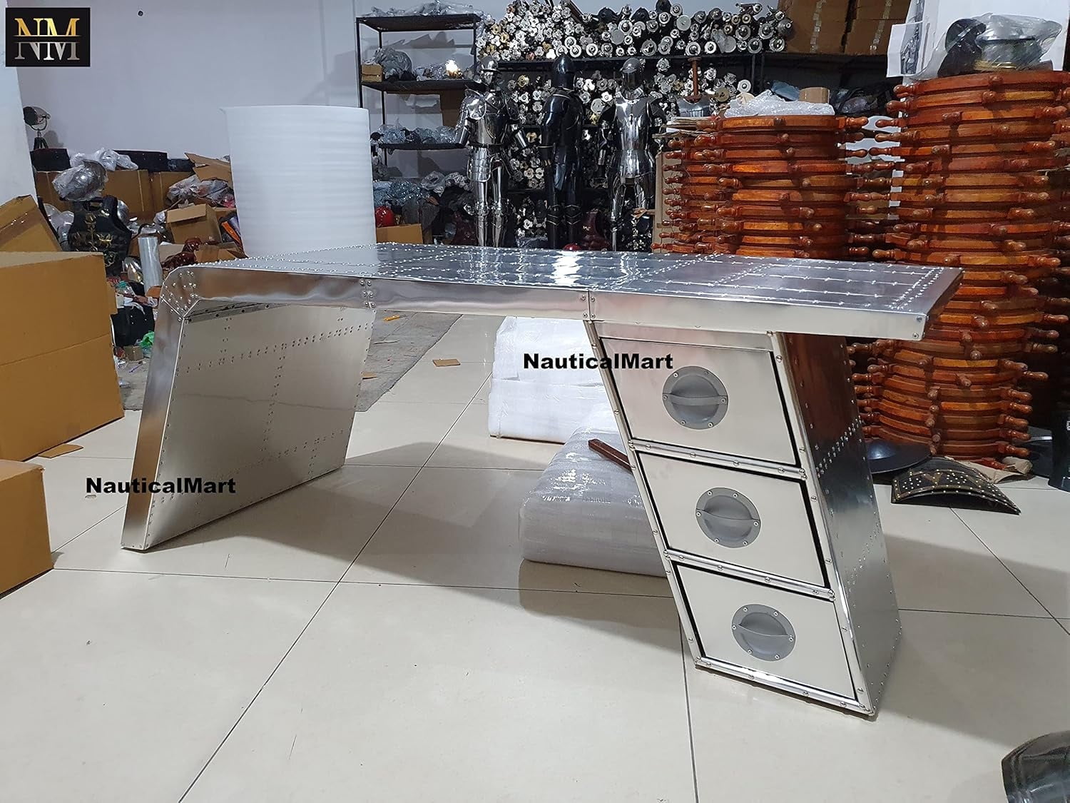 Nautical-Mart Aviator Wing Desk Aluminium Table Aviator Home Office ...