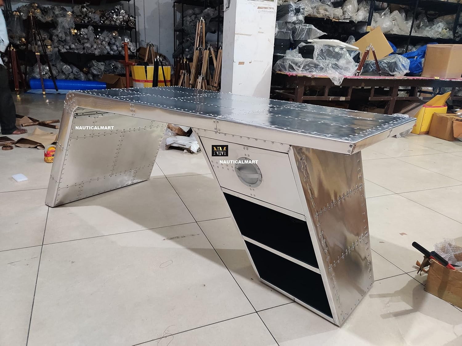 Nautical-Mart Aviator Wing Desk Aluminium Table Aviator Home Office ...