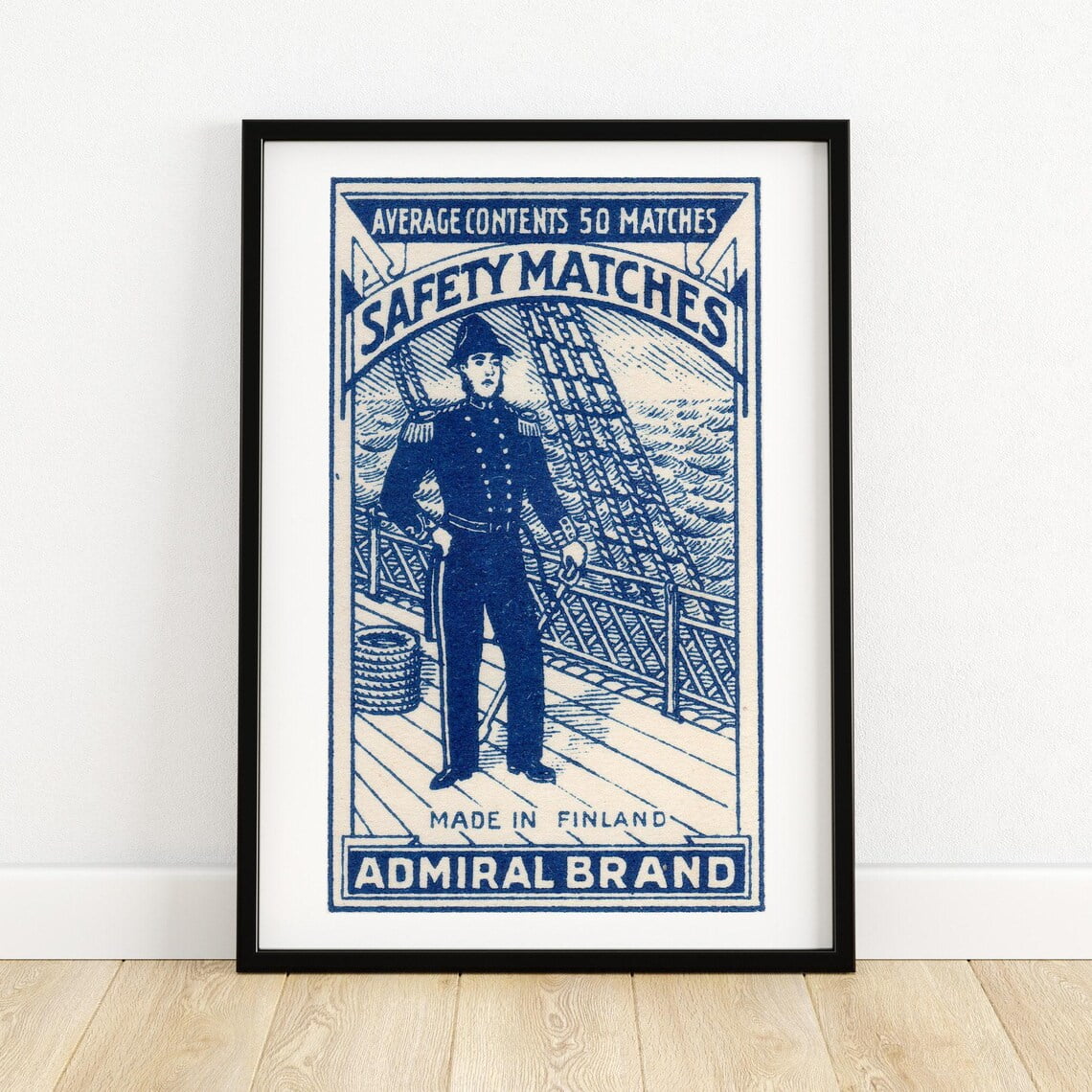 Nautical Matchbox Art Print Vintage Finnish Design Admiral Brand ...