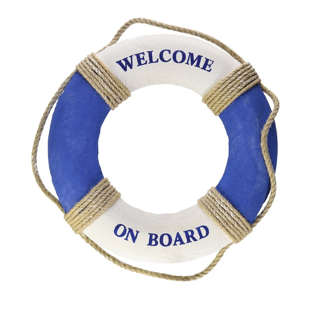 Nautical Mediterranean Style Welcome on Board Life Ring Swim Tube Wall ...