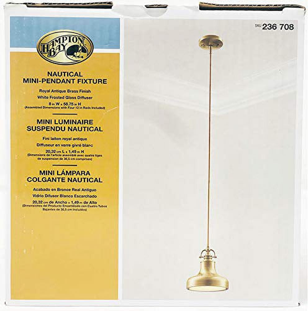 Hampton Bay Nautical Mini Pendant Light, Antique Brass Finish, Metal ...