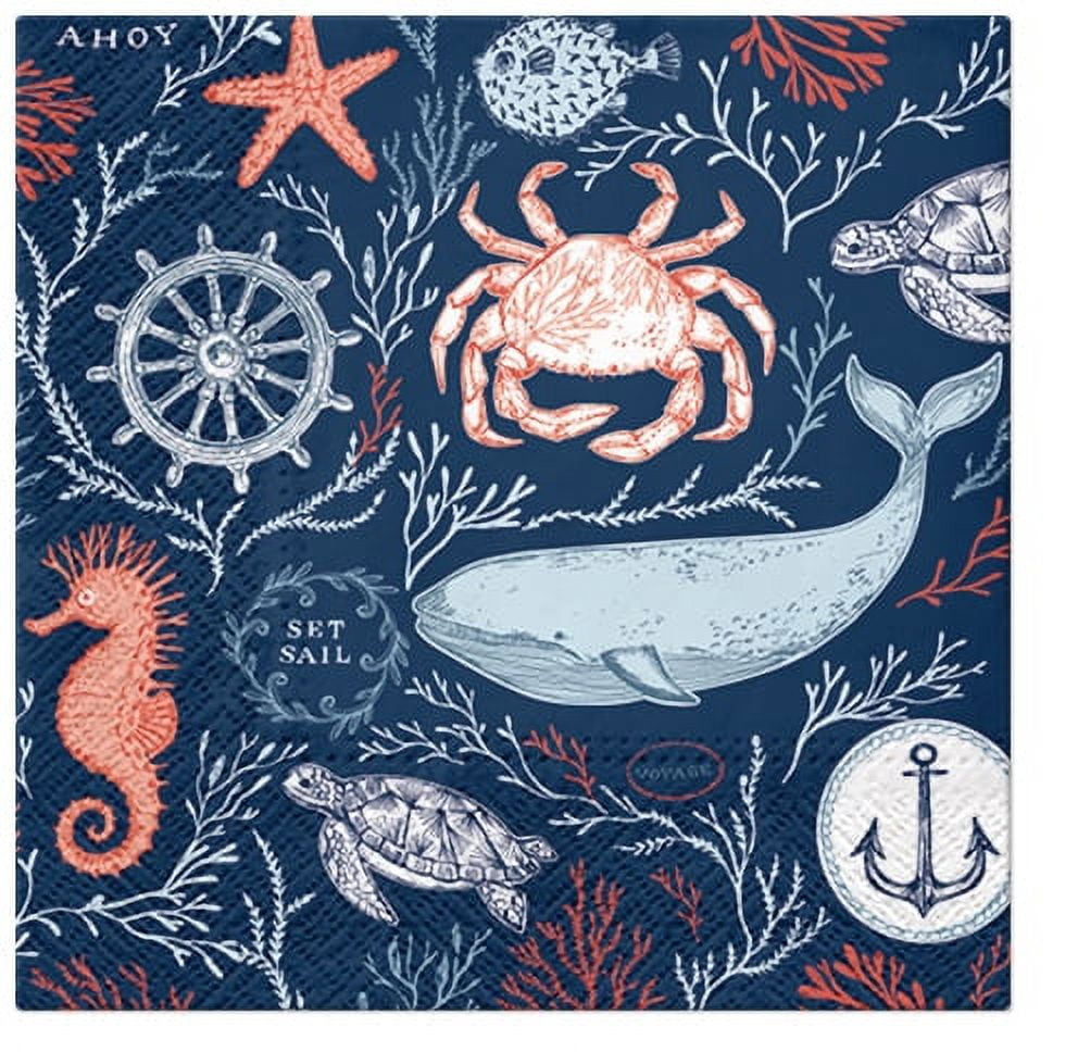 Nautical Napkins MARINE WORLD 40pcs Lunch Coastal Paper Napkins ...
