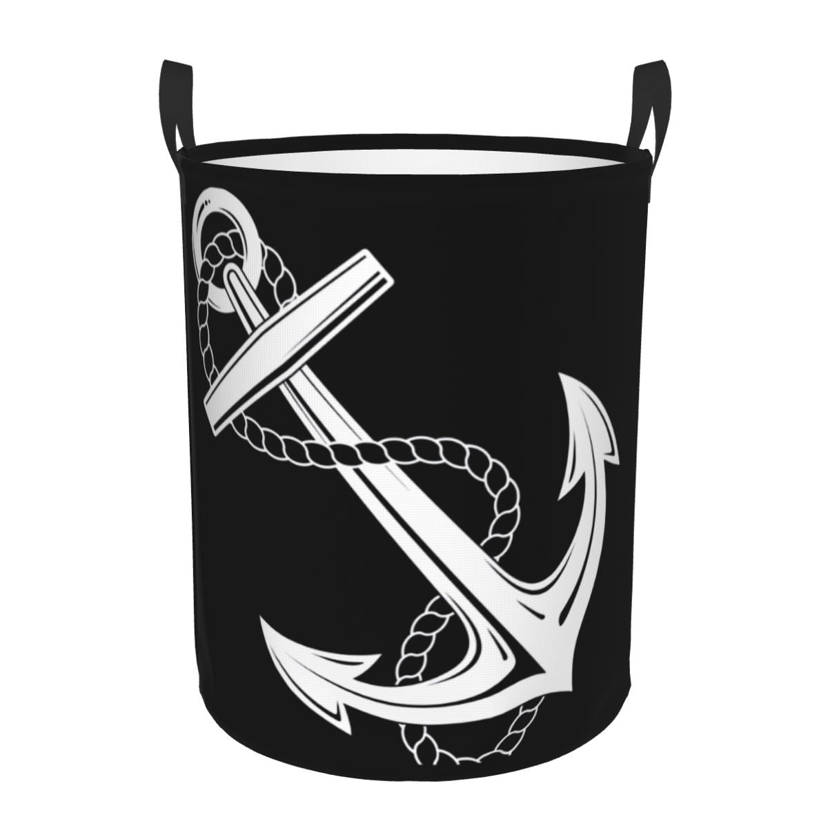 Nautical Navy Blue Anchor On Red Stripes Laundry Basket Foldable ...