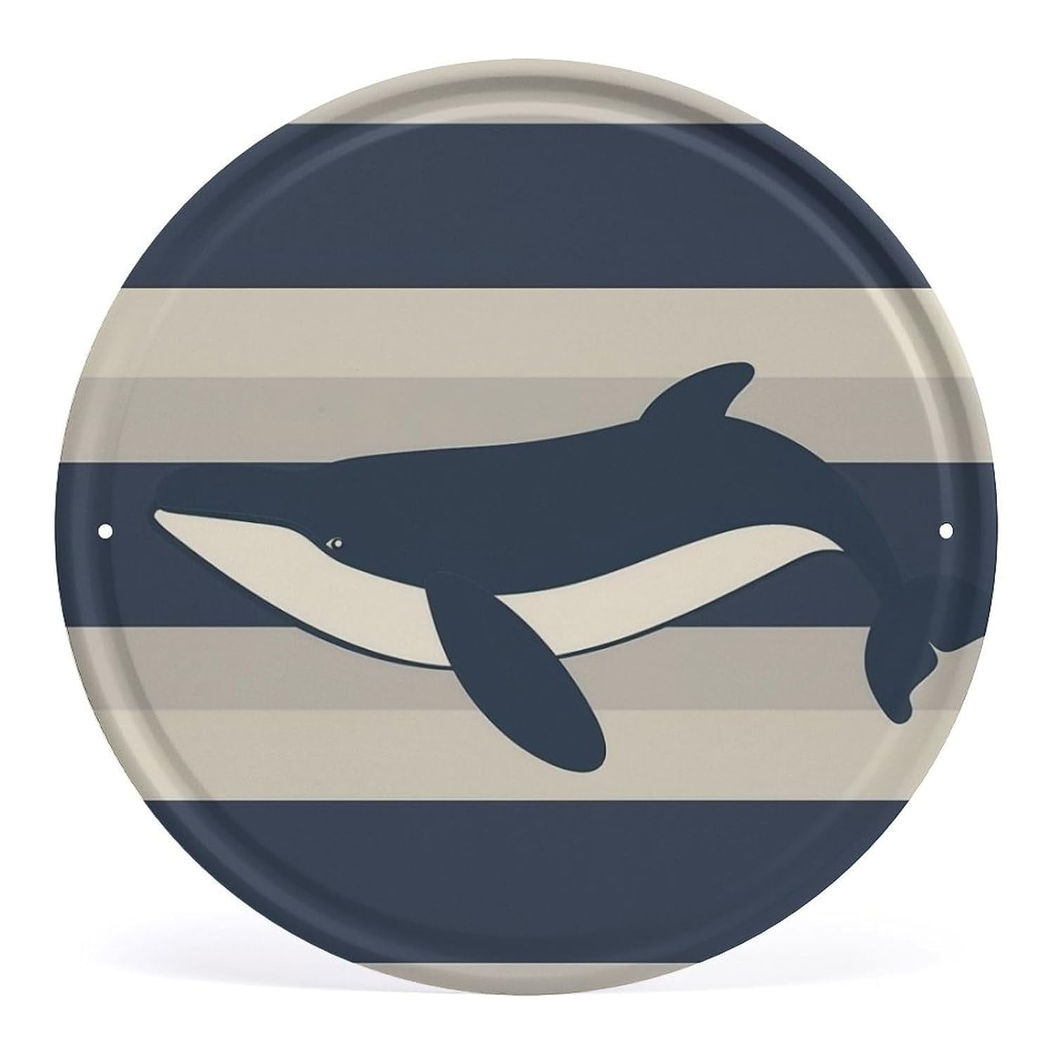 Nautical Nursery Art Whale Round Tin Sign Theme Sea Coastal Metal Sign ...