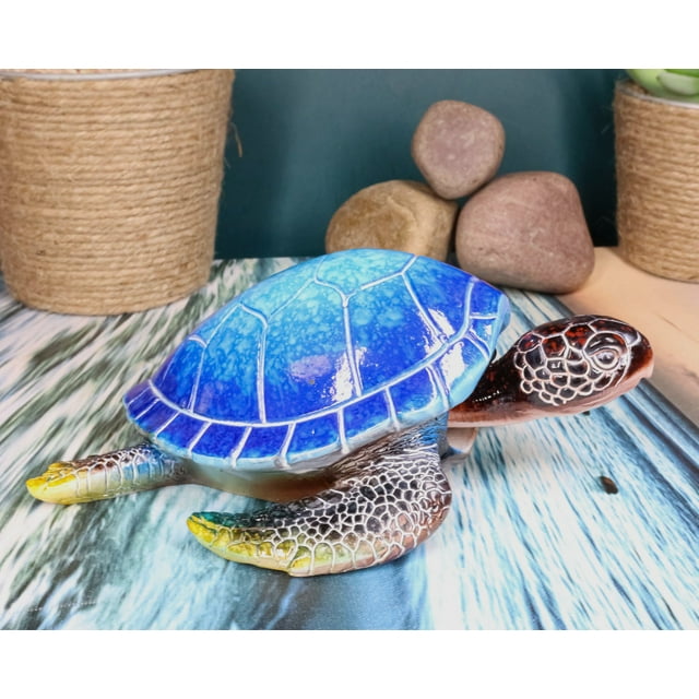 Nautical Ocean Blue Giant Sea Turtle Swimming Bobblehead Figurine ...