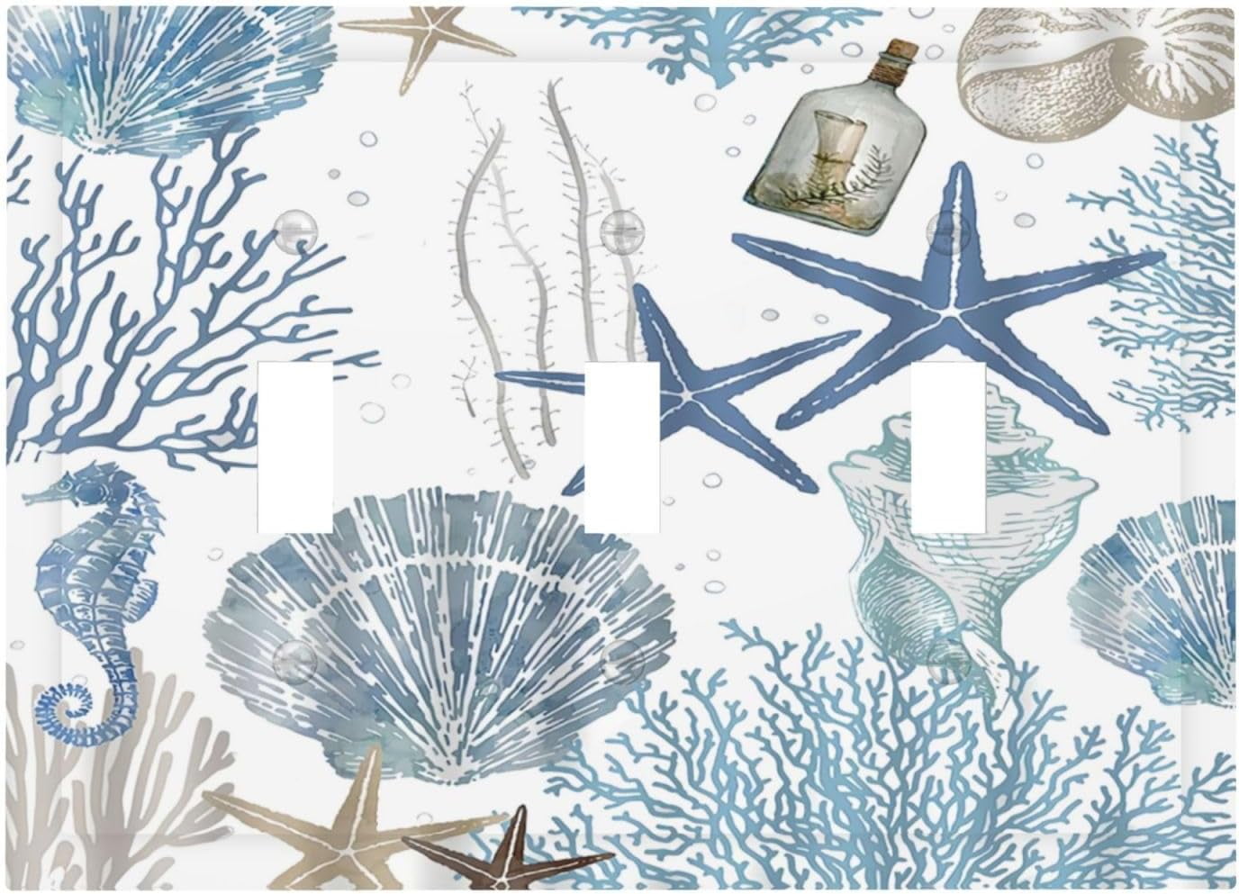 Nautical Ocean Coral Starfish Seahorse Light Switch Cover Decorative 1 ...