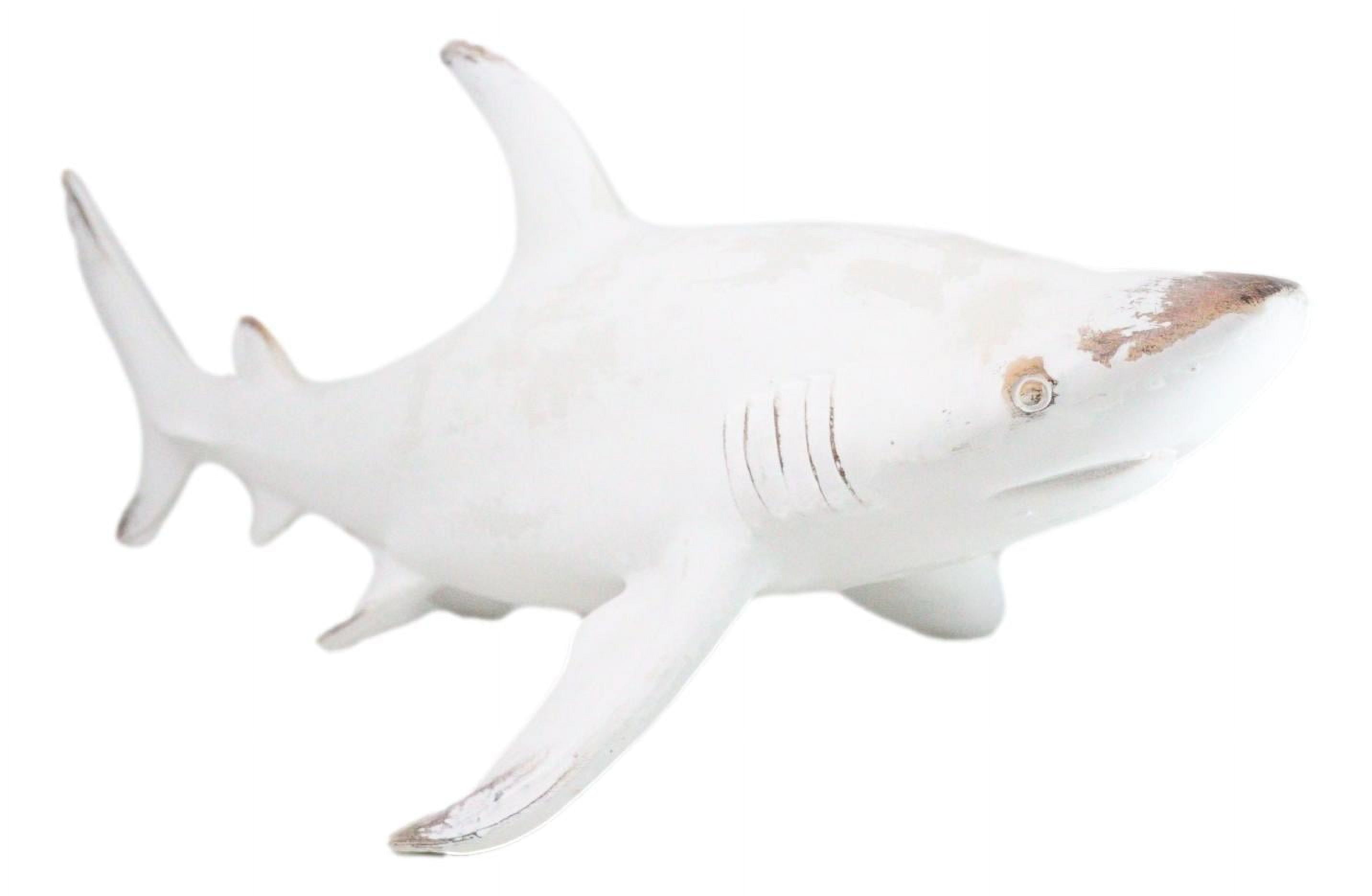 Nautical Ocean Marine Great White Shark Swimming Antiqued White ...