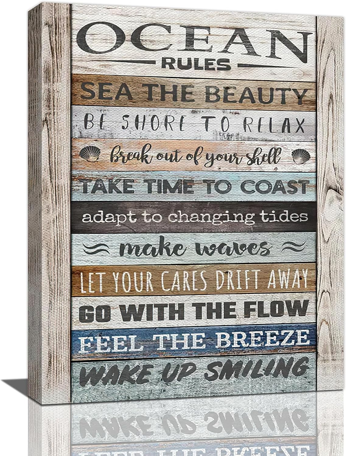 Nautical Ocean Rules Wall Art Rustic Coastal Bathroom Pictures Wall ...