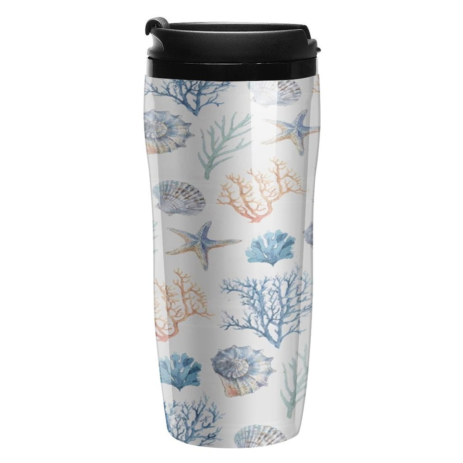 Nautical Ocean Starfish Shell Conch Summer Double Walled Coffee Cup ...