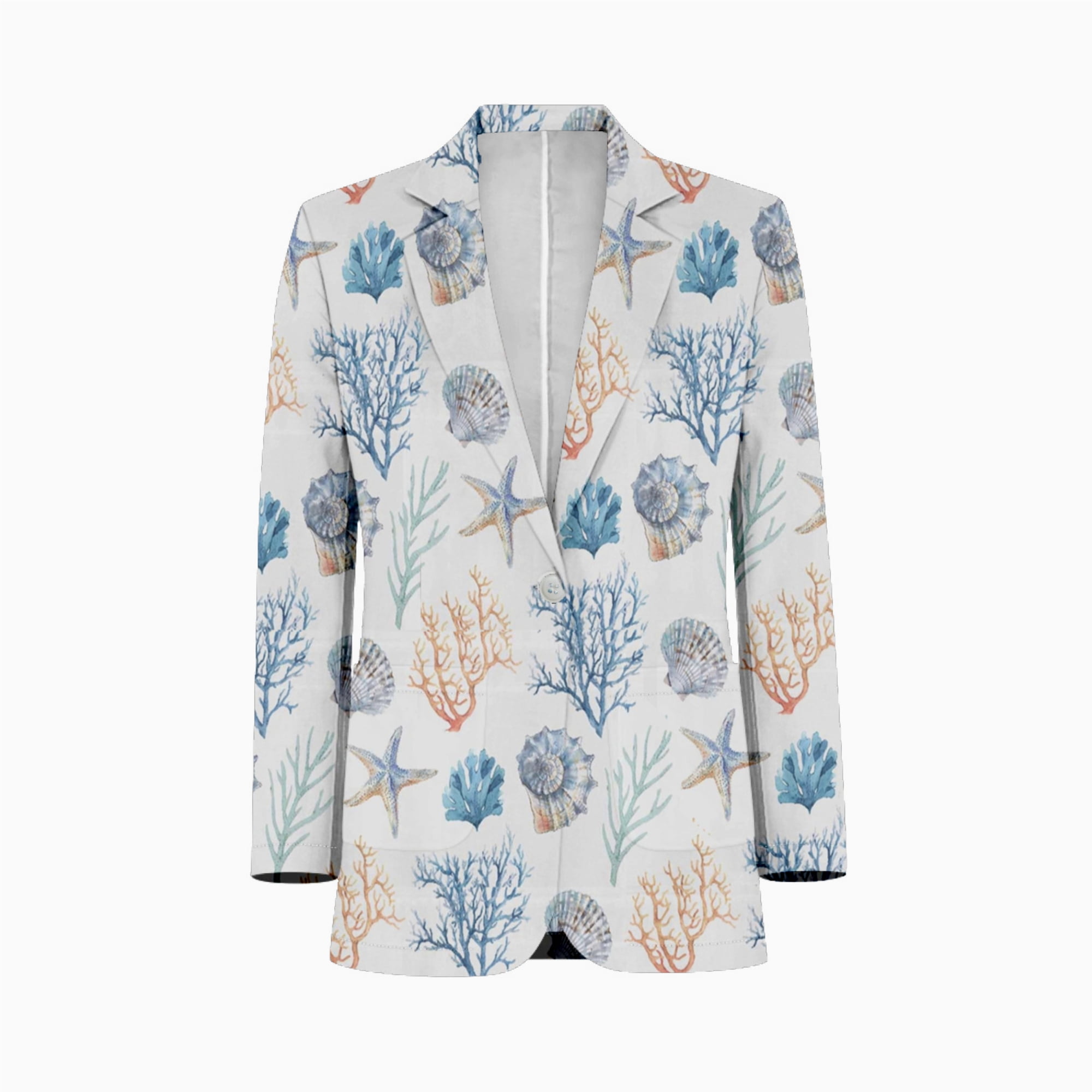 Nautical Ocean Starfish Shell Conch Summer Mens Suits Shawl Collar Slim ...