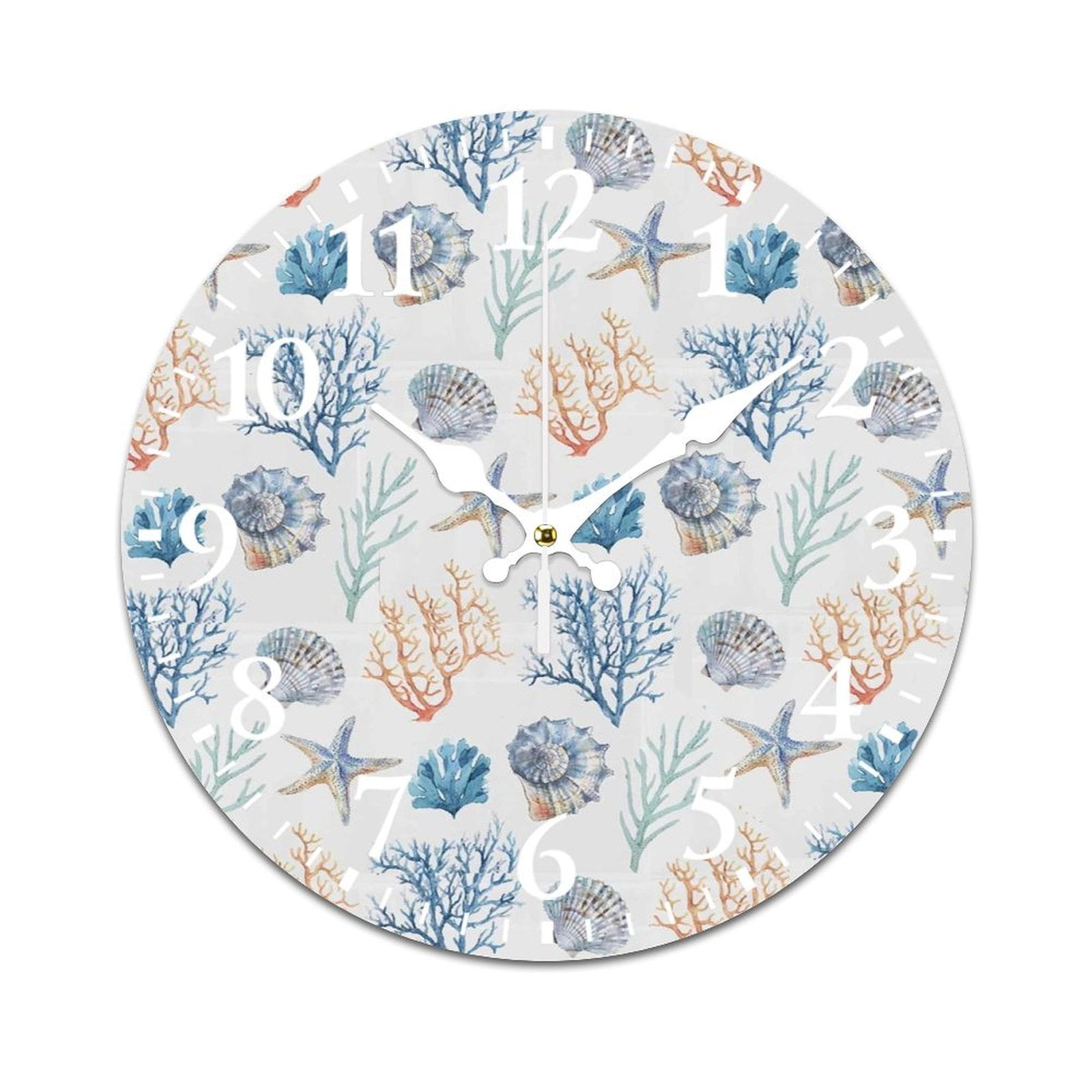Nautical Ocean Starfish Shell Conch Summer Wall Clock Modern Design ...