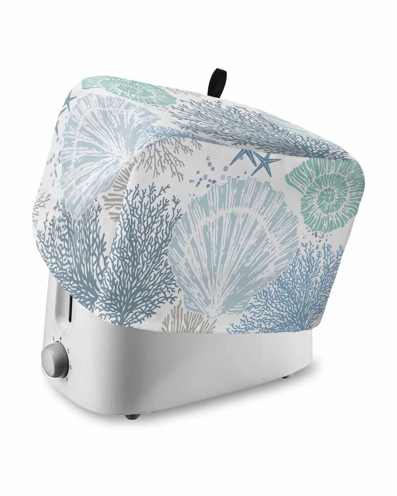 Nautical Ocean Toaster Cover 4 Slice, Coastal Seashell Starfish Coral ...