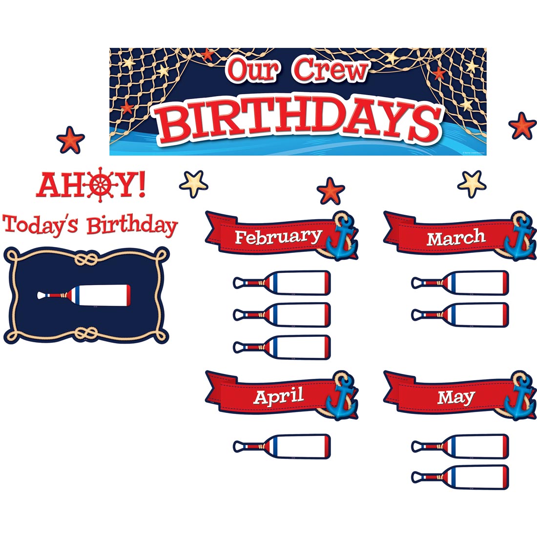 Nautical Our Crew Birthdays Mini Bulletin Board Set by Teacher Created ...