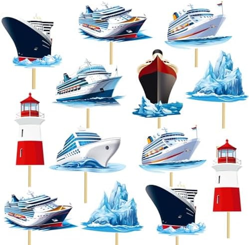 Nautical Party Supplies 16PCS Cruise Ship Birthday Centerpieces Sticks ...
