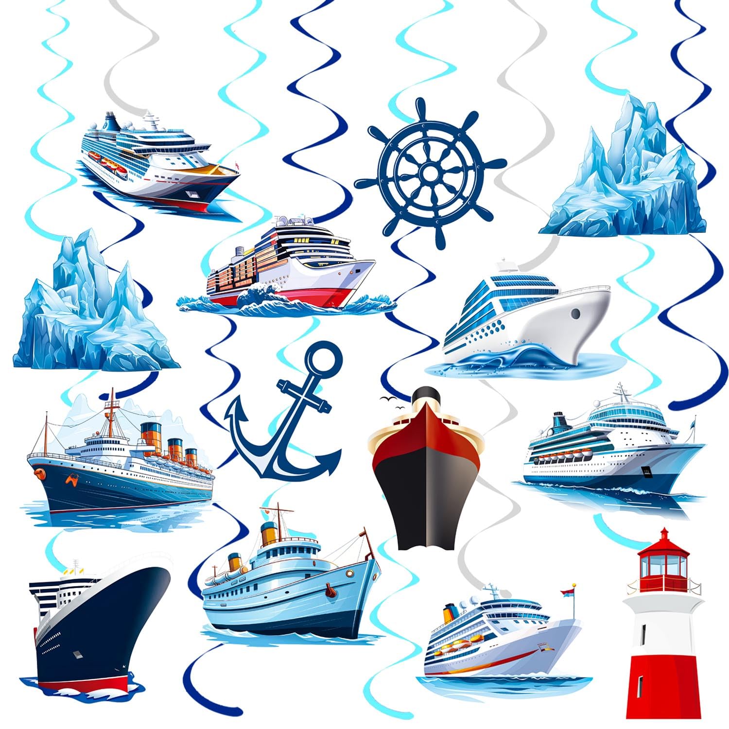 Nautical Party TWE5 Swirls 20Pcs Cruise Ship Birthday Decorations Ocean ...